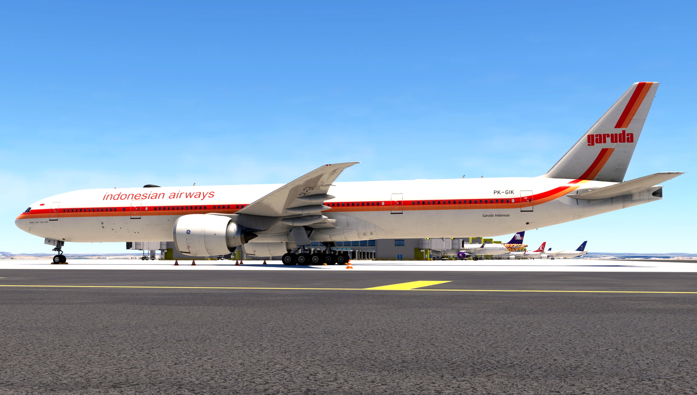 PMDG 777-300ER Garuda Indonesia PK-GIK ("Brand Logo 1969-1985" Retro c ...