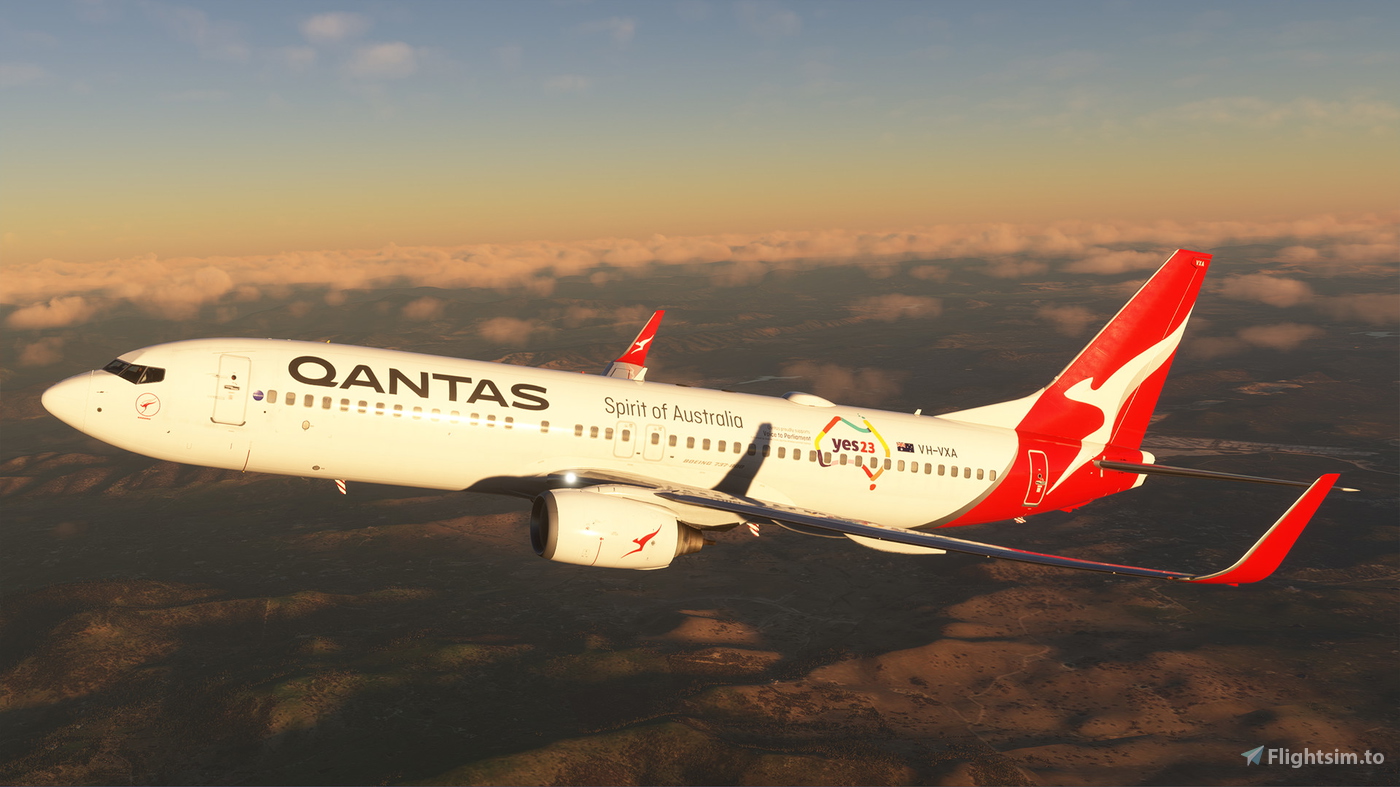 Qantas 737-838 VH-VXA 'Yes 23' livery for Microsoft Flight Simulator | MSFS