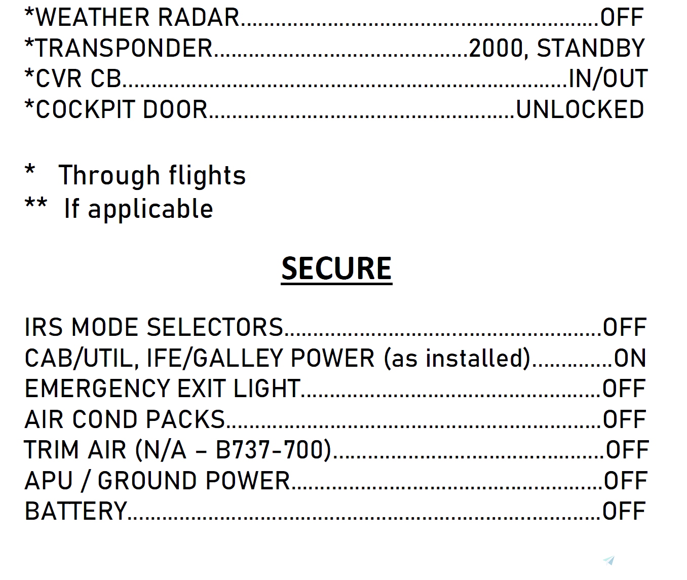 RYANAIR BOEING 737-NG / NORMAL CHECKLIST pour Microsoft Flight ...