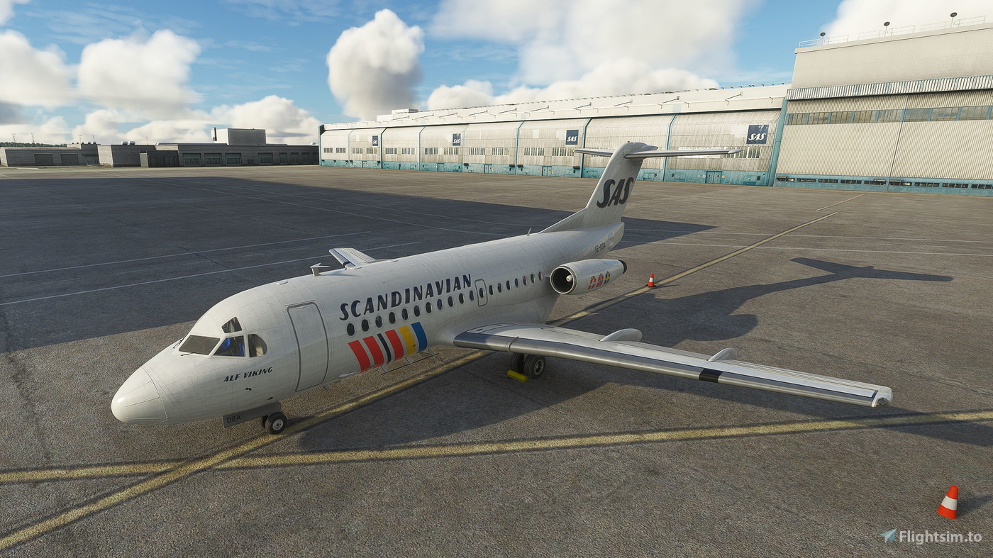 SAS Scandinavian Airlines Fokker F28 Mk 1000 SE-DGA circa 1993 for Microsoft Flight Simulator | MSFS