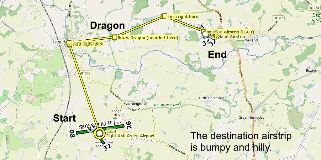 Ultralight Sightseeing - England - Suffolk - Bures Dragon - Hilly ...