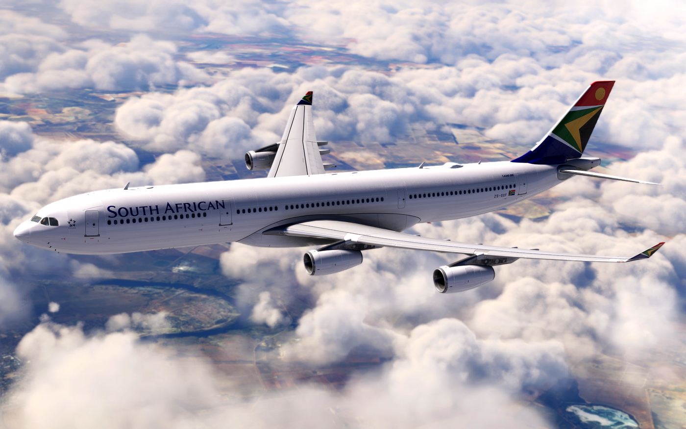 South African Airways A340-300 ZS-SXF LatinVFR for Microsoft Flight ...