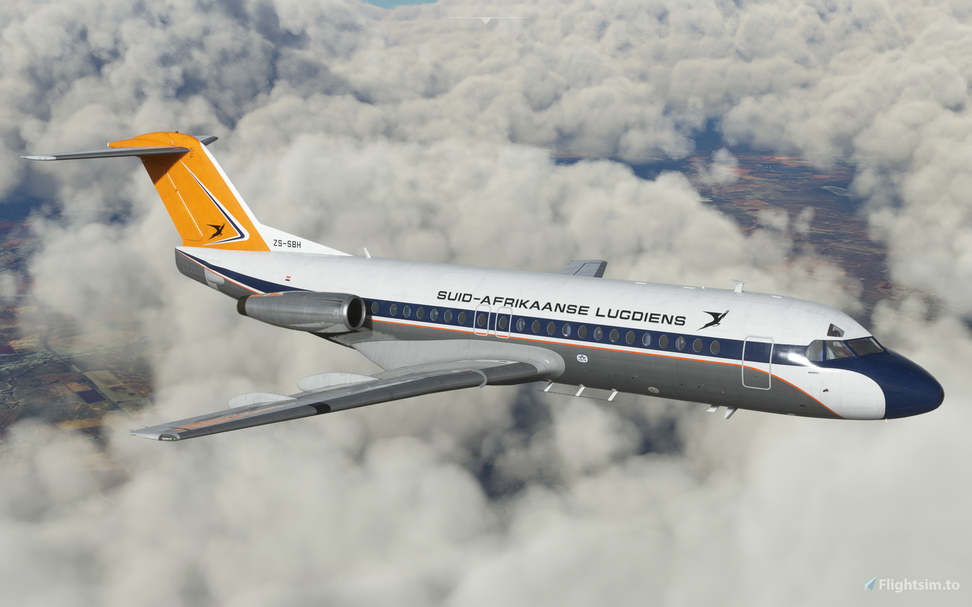 South African Airways F28-4000 ZS-SBH 1970's Fictional のために Microsoft ...