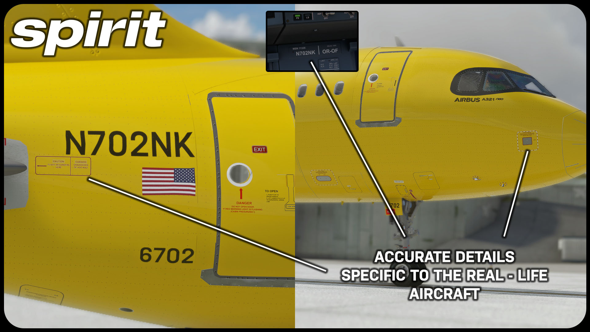 Spirit Airlines A321NEO N702NK (8K) - MSFS Add-on - Flightsim.to