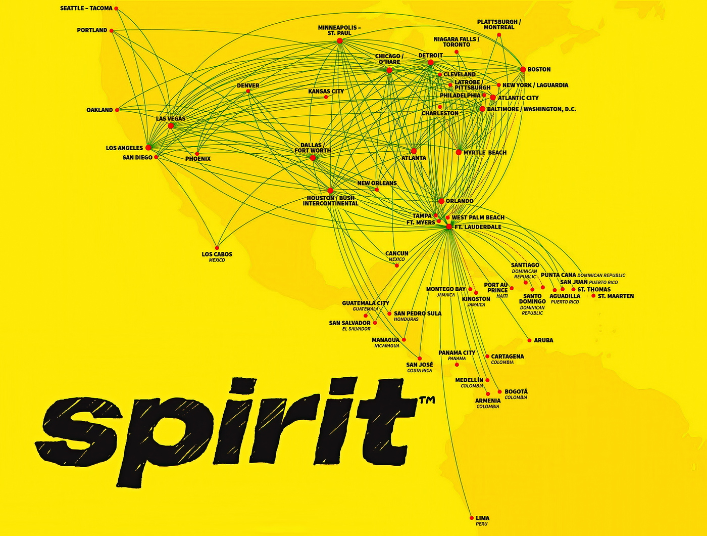 Spirit Airlines Map
