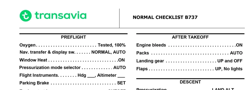 Checklists for PMDG Boeing 737-800 on Microsoft Flight Simulator
