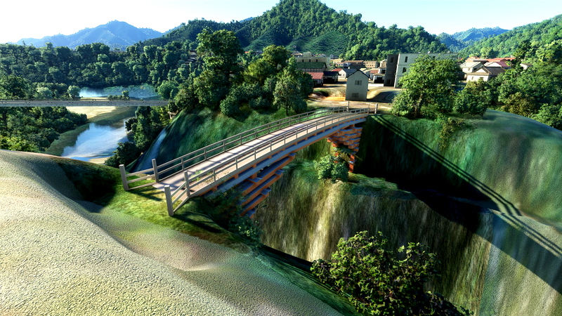 Tsuru / Saruhashi heliport & landscape with railroad ～ Yamanashi Liner ...