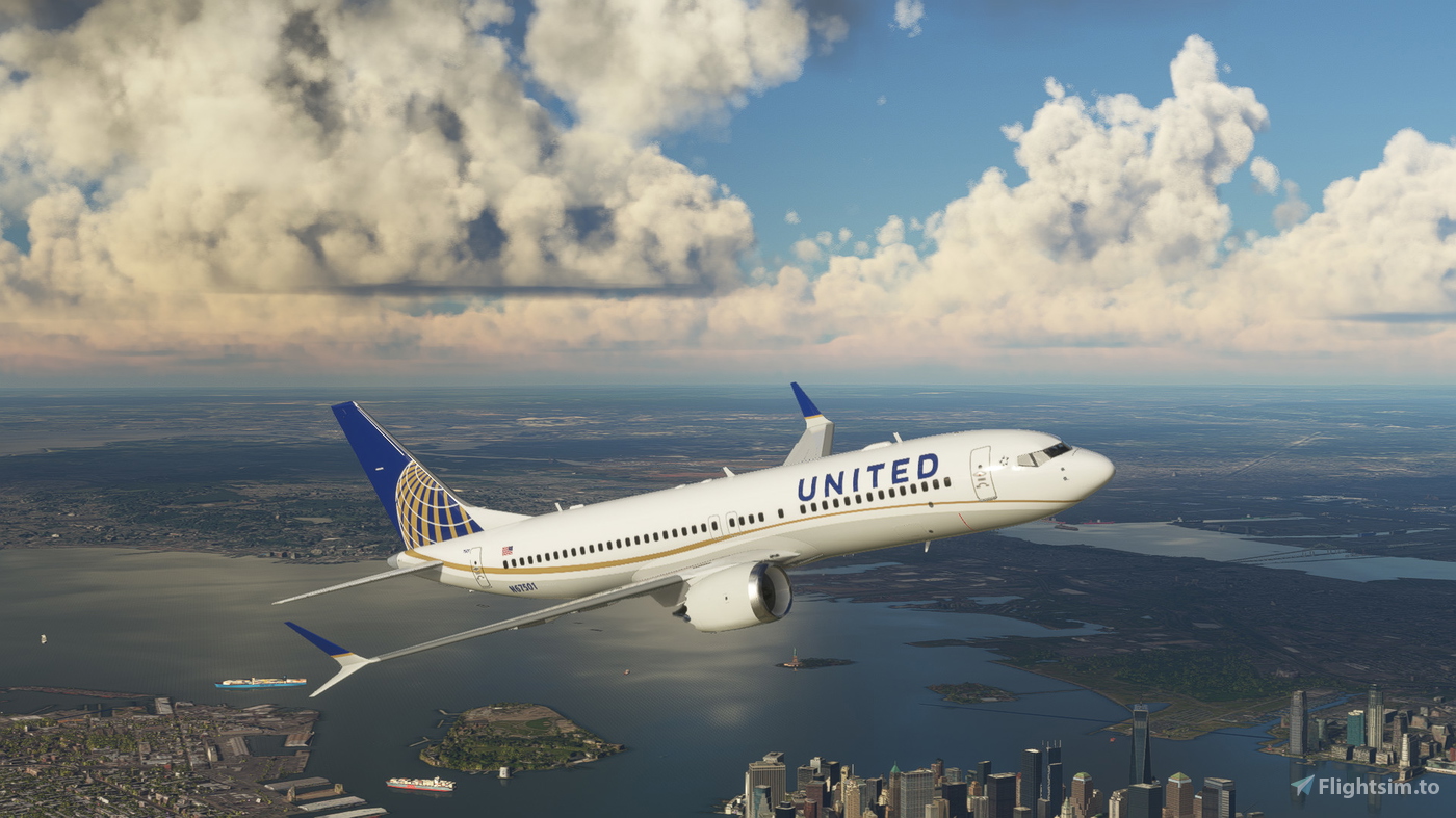 United 737 MAX (Gold Stripe) (w/ Painted Winglets) - Bredok3D 737 for ...