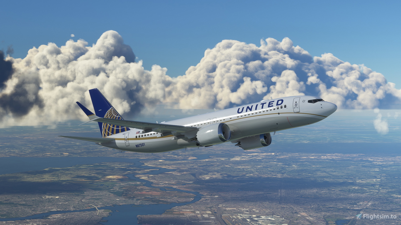 United 737 MAX (Gold Stripe) (w/ Painted Winglets) - Bredok3D 737 for ...