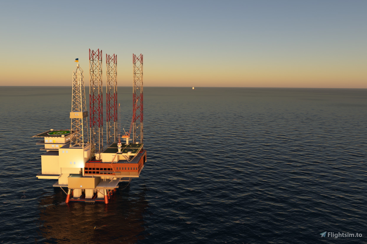 Zmiiniy Island with Helipad UK05 + "Boyko Towers" UK06 oil rigs with ...