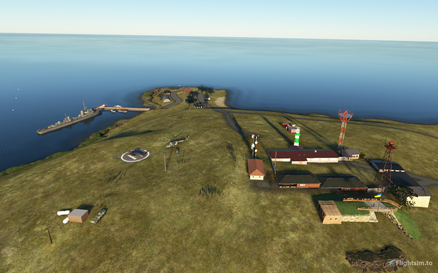 Zmiiniy Island with Helipad UK05 + "Boyko Towers" UK06 oil rigs with ...