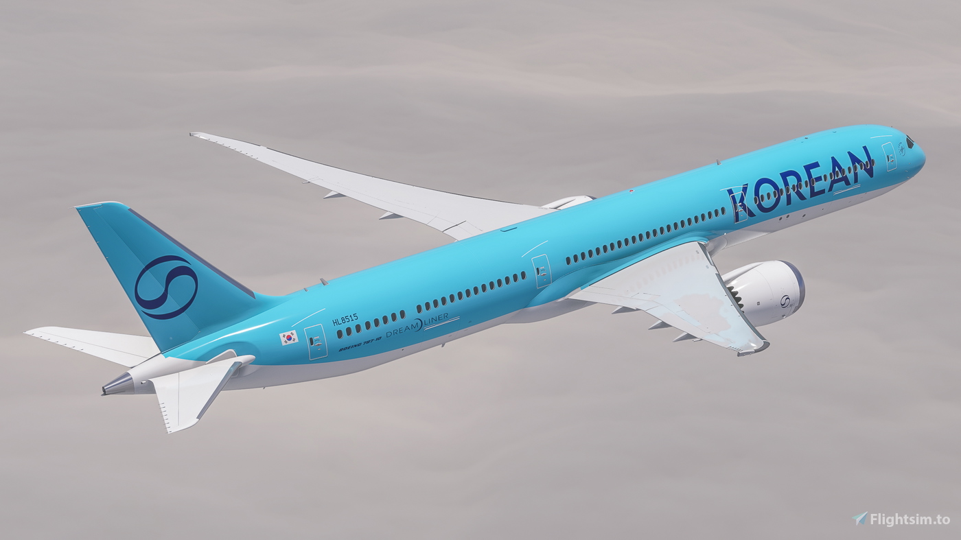[8K] Korean Air New Livery (HL8515) - Asobo B787-10 - MSFS2020 for Microsoft Flight Simulator | MSFS