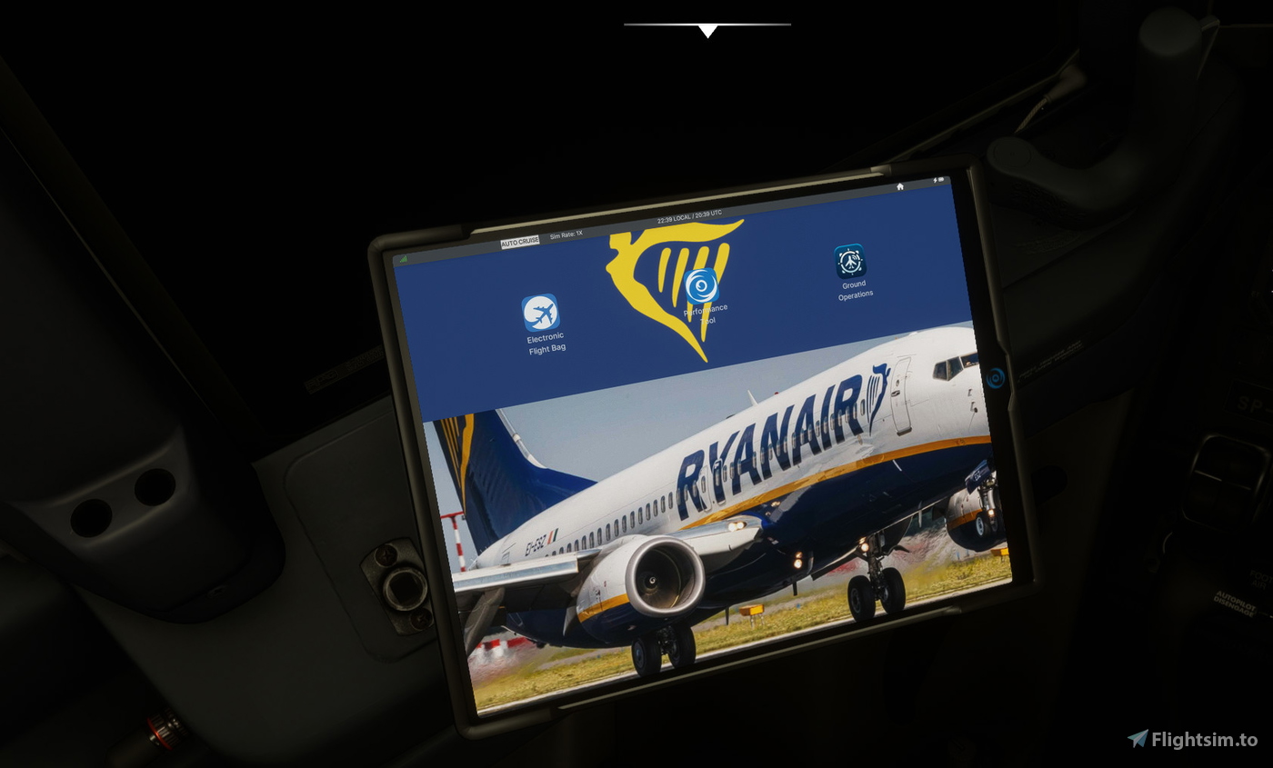 PMDG 737 800 Ryanair EFB Wallpaper for Microsoft Flight Simulator | MSFS