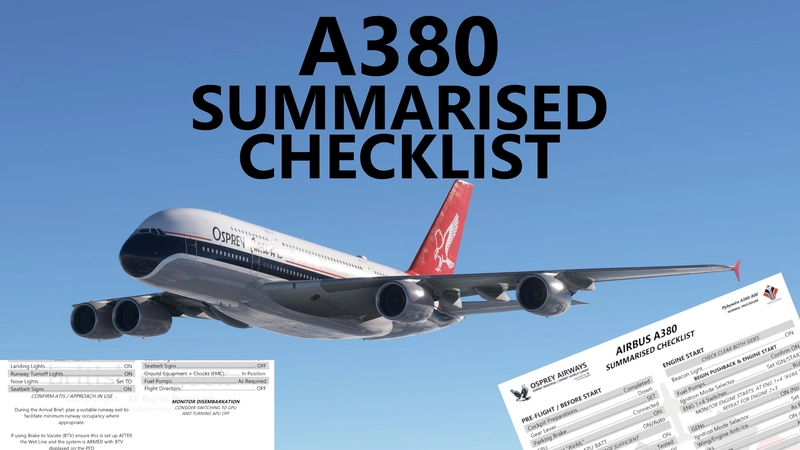 FBW A380X Checklist for Microsoft Flight Simulator | MSFS