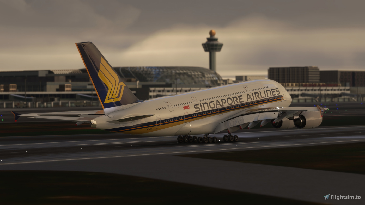 Singapore Airlines 9V-SKY [4K] | FlyByWire A380 for Microsoft Flight Simulator | MSFS