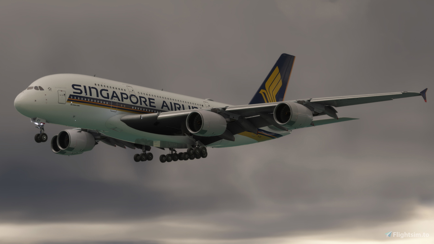 Singapore Airlines 9V-SKY [4K] | FlyByWire A380 voor Microsoft Flight Simulator | MSFS