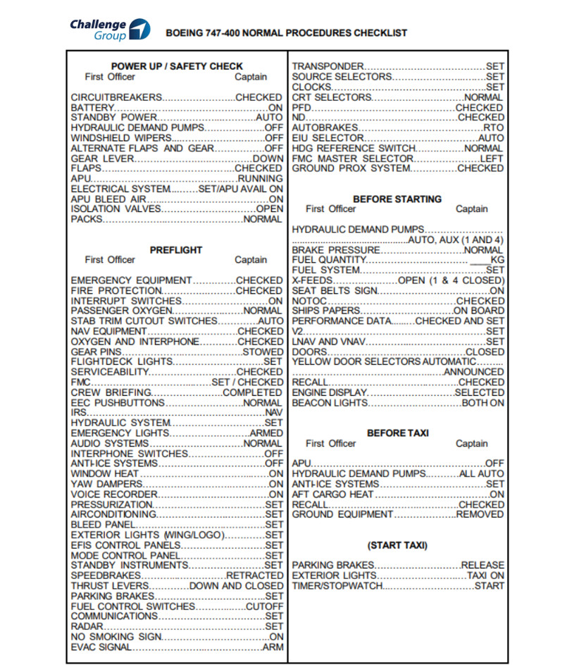Challnge Group checklist for Microsoft Flight Simulator | MSFS