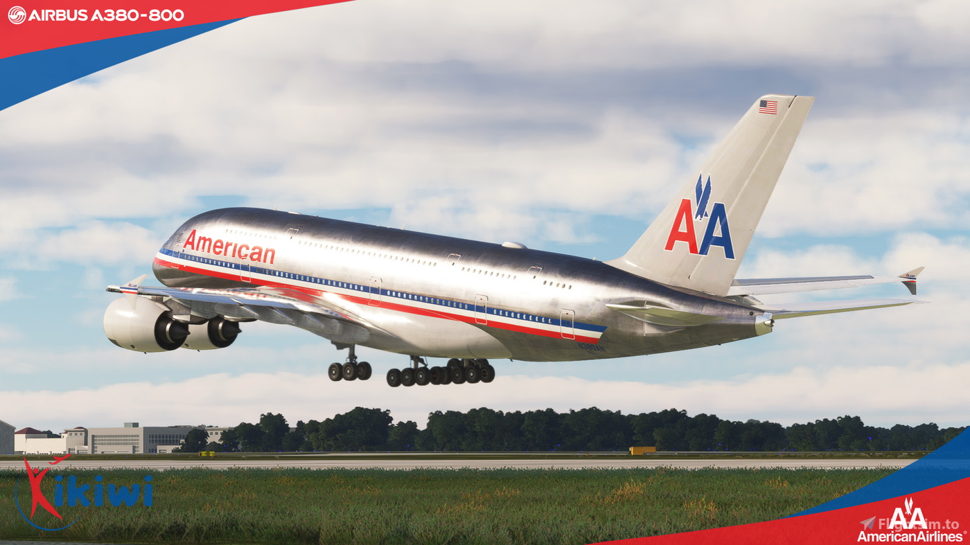 FlyByWire A380-800 American Airlines 1968 Bare Metal 8K para Microsoft ...