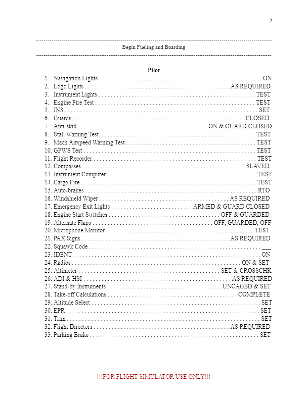 727-200/-200F Checklist for Microsoft Flight Simulator | Feed
