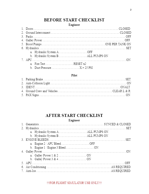 727-200/-200F Checklist for Microsoft Flight Simulator | Feed