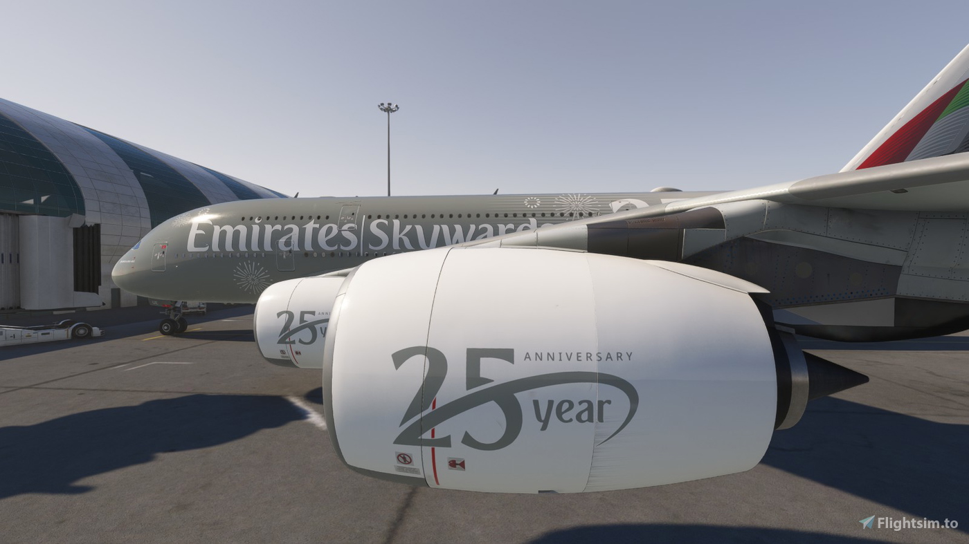 [8K/4K] FlyByWire A380X Emirates A6-EUE - Skywards 25 years anniversary ...