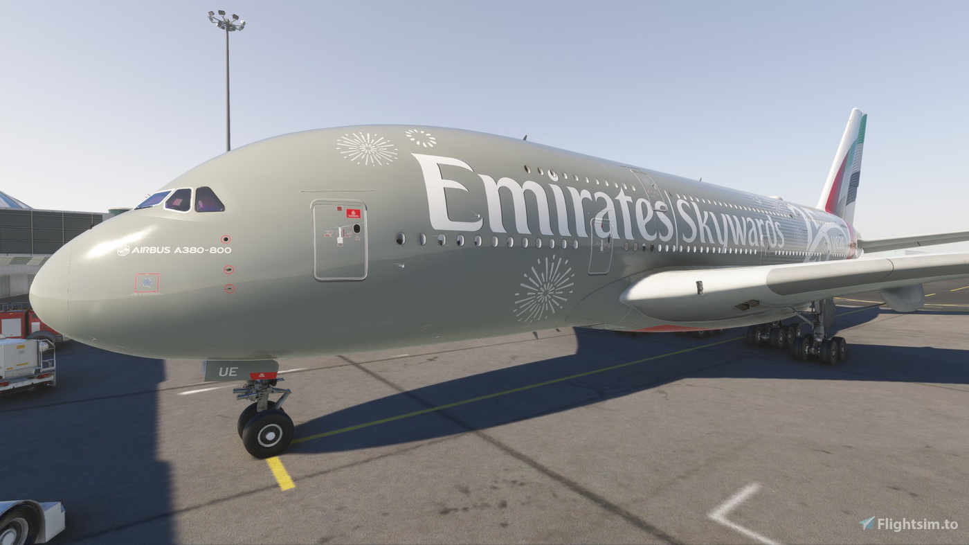 [8K/4K] FlyByWire A380X Emirates A6-EUE - Skywards 25 years anniversary ...