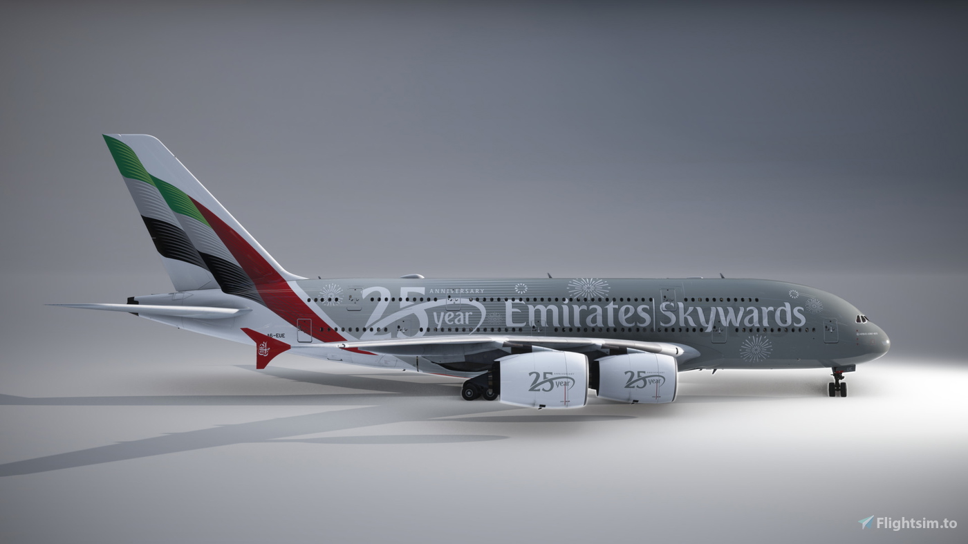 [8K/4K] FlyByWire A380X Emirates A6-EUE - Skywards 25 years anniversary ...