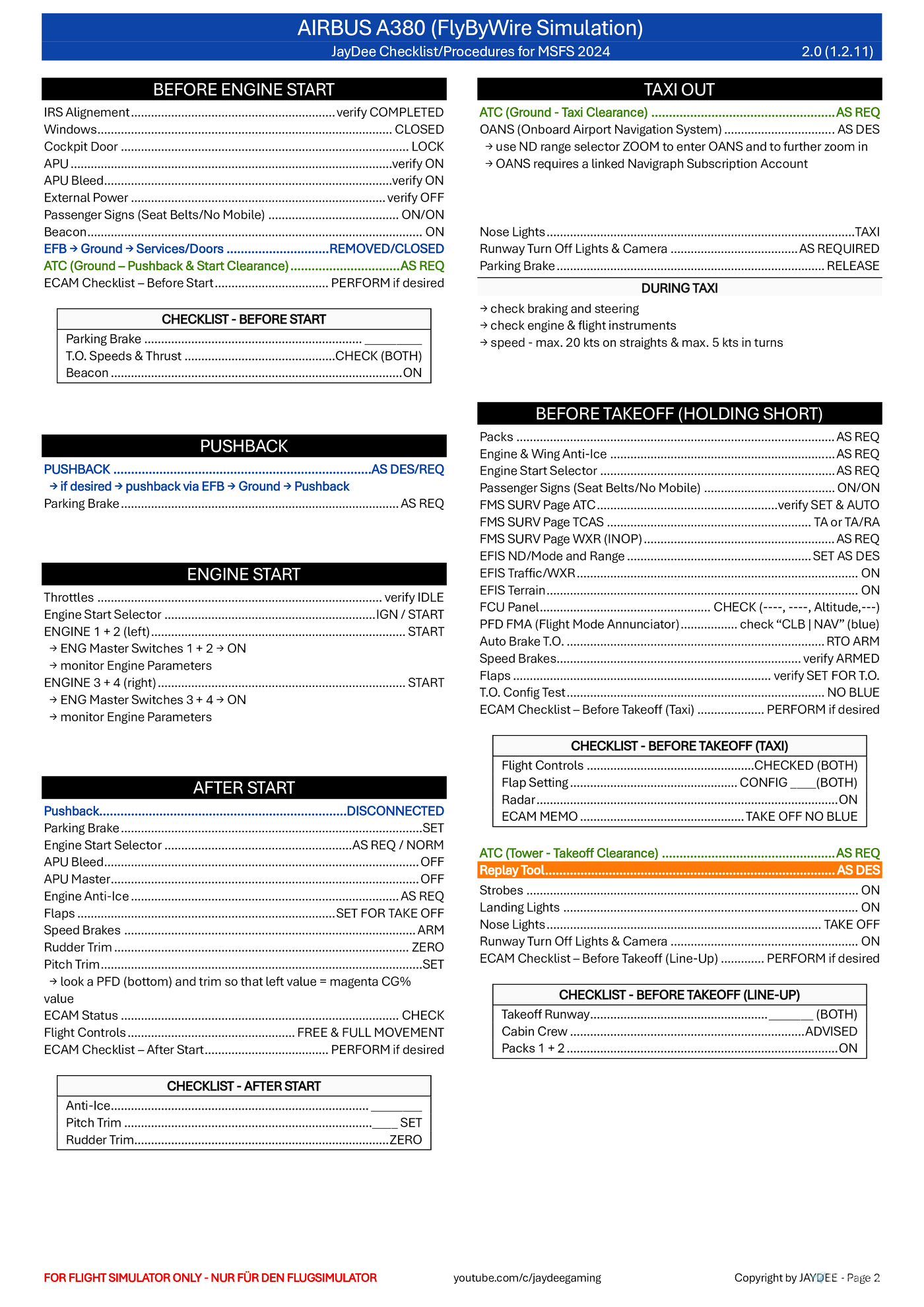 Threads - A380 FBW - JayDee Checklist & Procedures for Microsoft Flight ...
