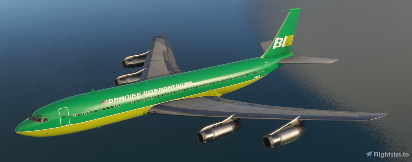 Aeroplane Heaven B707-320C Braniff Green N1803 for Microsoft Flight ...