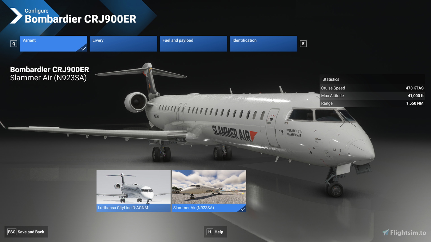 Aerosoft CRJ-900 Slammer Air N923SA 8K for Microsoft Flight Simulator | MSFS