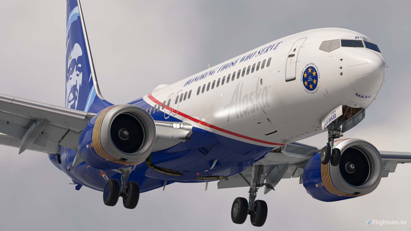 Alaska Airlines 'Honoring Those Who Serve' w/Cabin | iFly 737 MAX 8 for Microsoft Flight ...