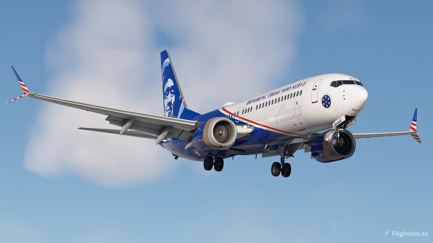 Alaska Airlines 'Honoring Those Who Serve' w/Cabin | iFly 737 MAX 8 für Microsoft Flight ...