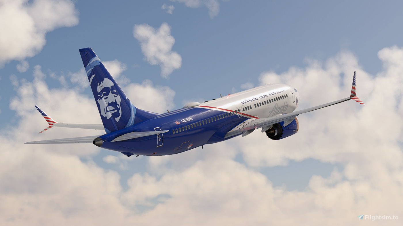 Alaska Airlines 'Honoring Those Who Serve' w/Cabin | iFly 737 MAX 8 对于 Microsoft Flight ...