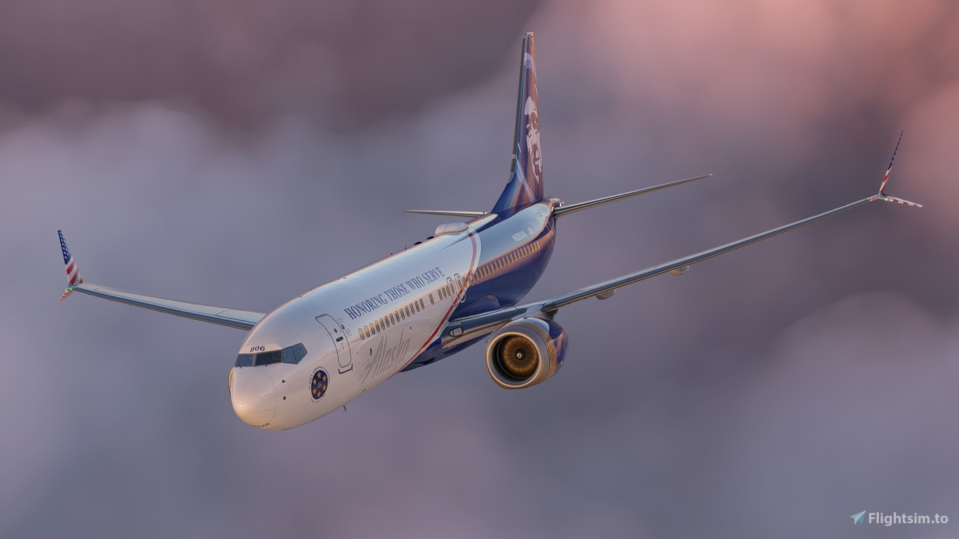 Alaska Airlines 'Honoring Those Who Serve' w/Cabin | iFly 737 MAX 8 for Microsoft Flight ...