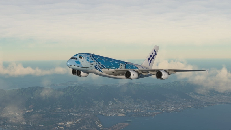 All Nippon Airways Blue Turtle JA381A FlyByWire Airbus A380 [4K/8K] のために Microsoft Flight ...