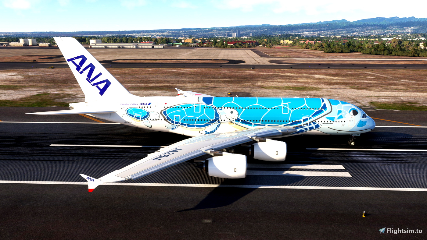 All Nippon Airways Blue Turtle JA381A FlyByWire Airbus A380 [4K/8K] for ...