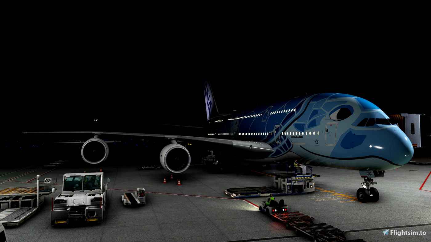 All Nippon Airways Blue Turtle JA381A FlyByWire Airbus A380 [4K/8K] for ...