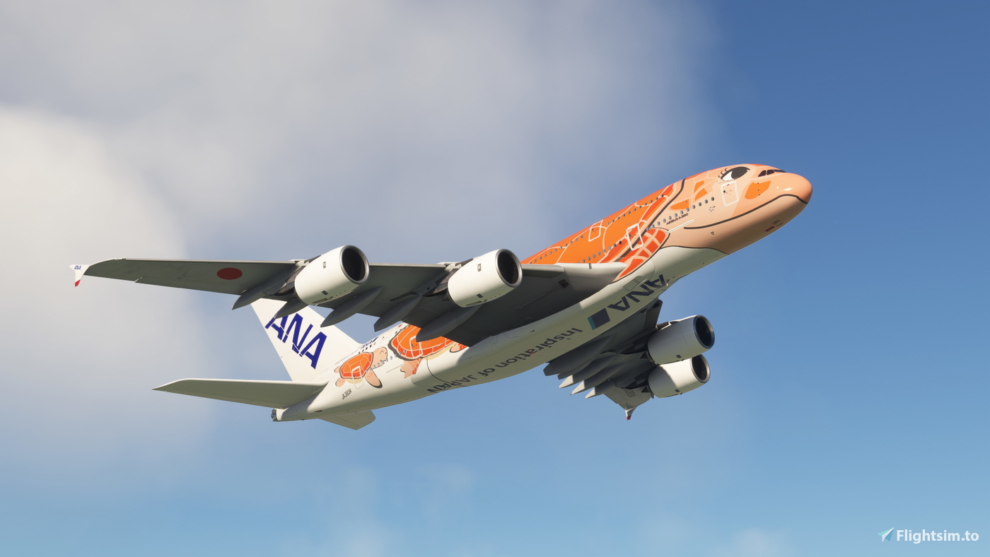 All Nippon Airways Orange Turtle JA383A FlyByWire Airbus A380 [4K/8K ...