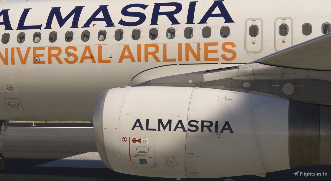 Almasria Universal Airlines SU-TCF IAE+ Cabin | MSFS 2024| Fenix A320 ...