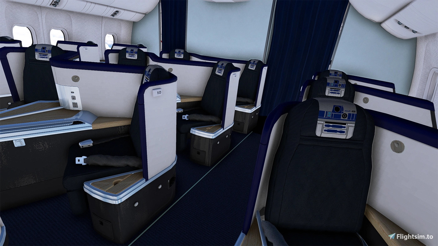 ANA "All Nippon" "Star Wars R2-D2"" + Cabin PMDG 777-200LR のために Microsoft Flight Simulator | MSFS