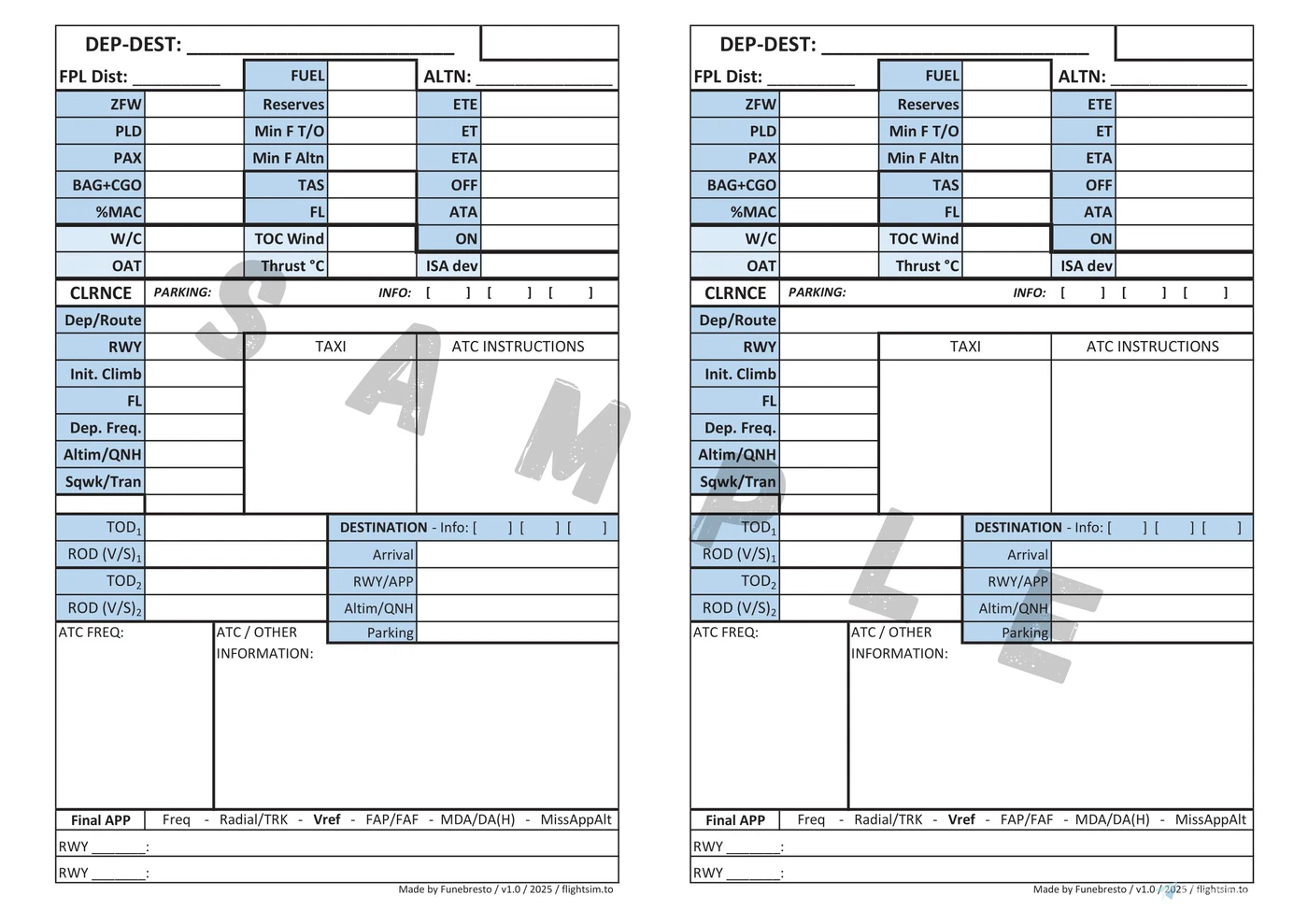 ATC / Flight Kneeboard - Notepad - Flight Notes IFR-VFR, for Vatsim ...