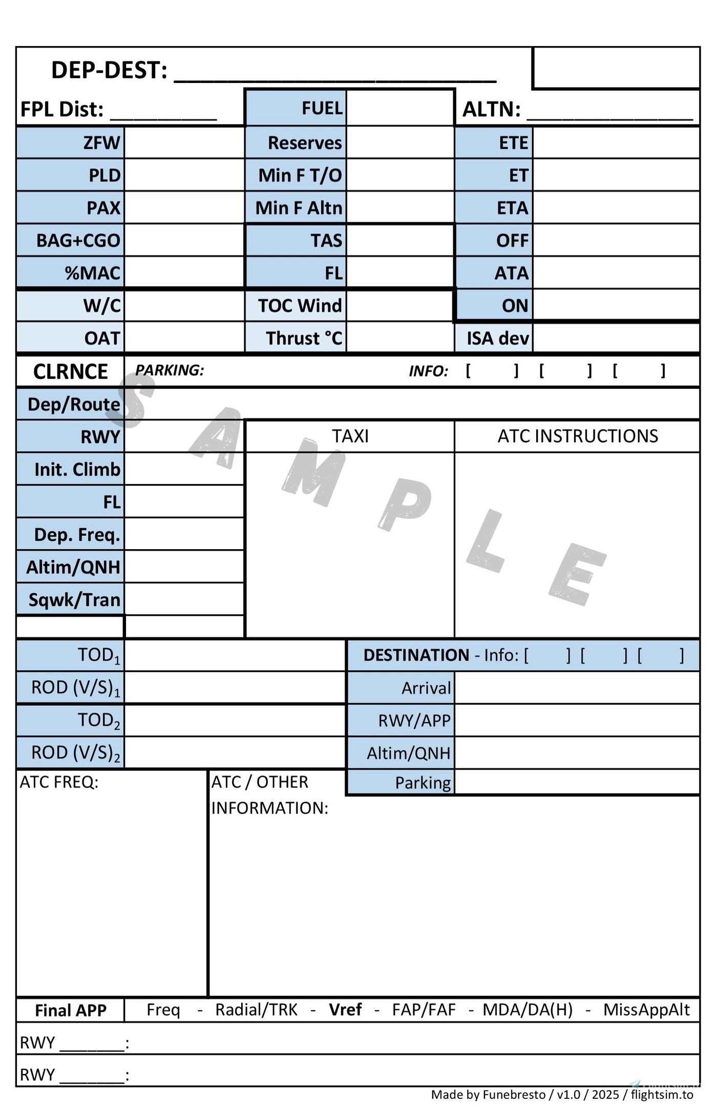 ATC / Flight Kneeboard - Notepad - Flight Notes IFR-VFR, for Vatsim ...