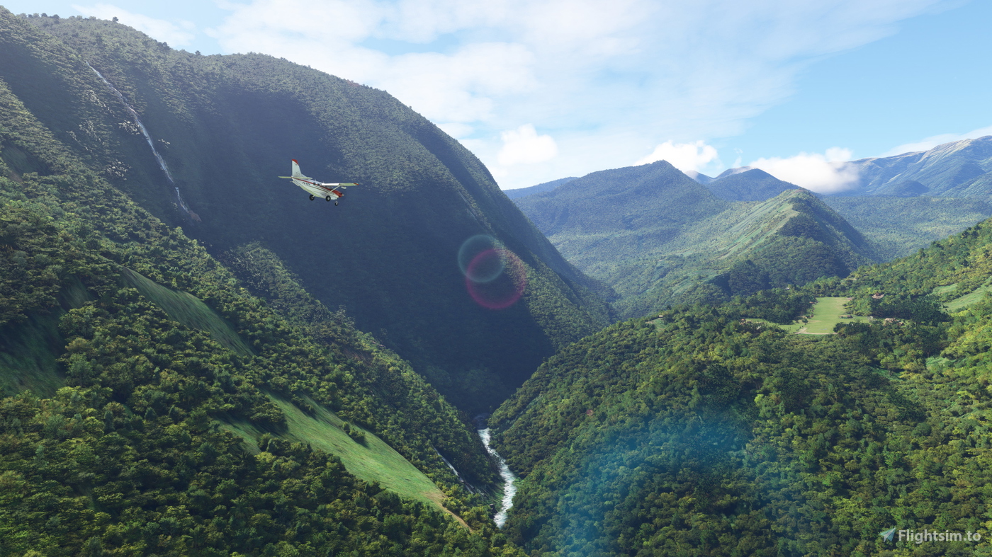 AYYW Yawan airstrip, Papua New Guinea + waterfall and landscape enhancement for Microsoft Flight ...