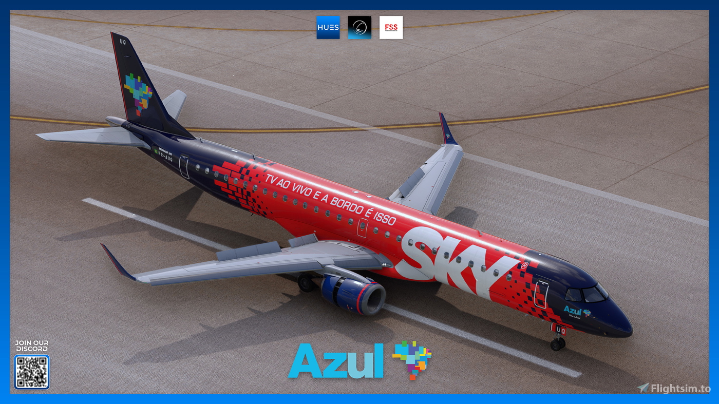 Azul 'Azul Sky' PR-AUQ | FSS E195 | 8K for Microsoft Flight Simulator | MSFS