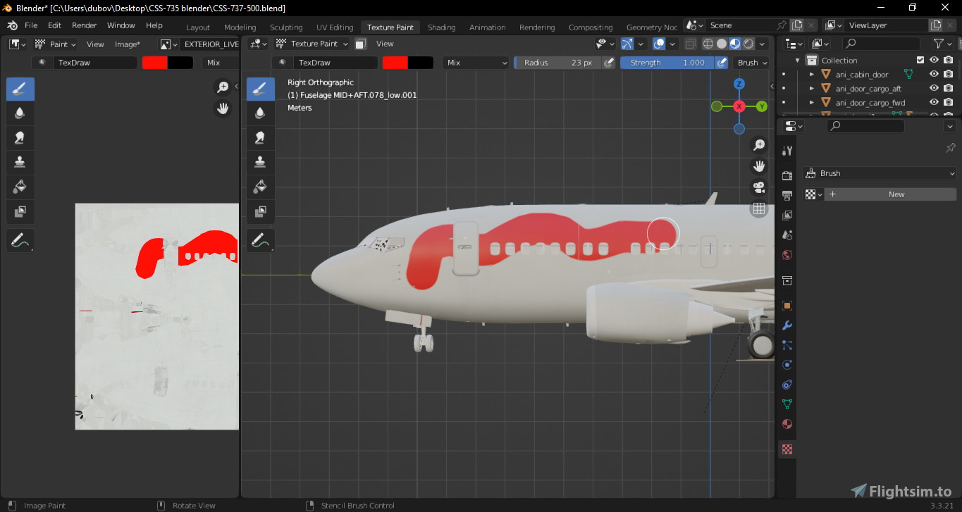 Blender Paintkit for CSS Boeing-737 500 对于 Microsoft Flight Simulator | MSFS