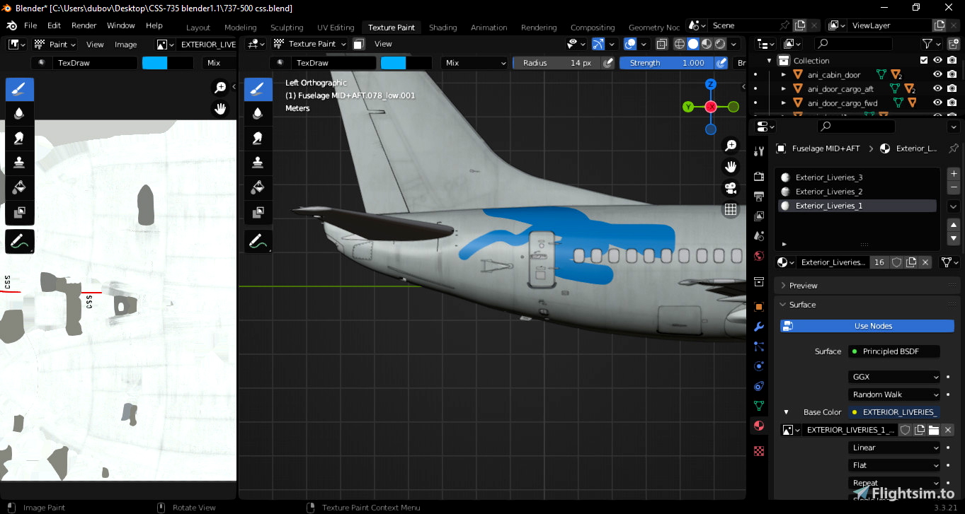 Blender Paintkit for CSS Boeing-737 500 for Microsoft Flight Simulator ...