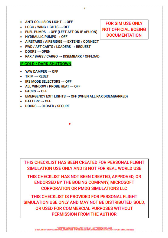 Boeing 737-800 (PMDG) Checklist for Microsoft Flight Simulator | MSFS