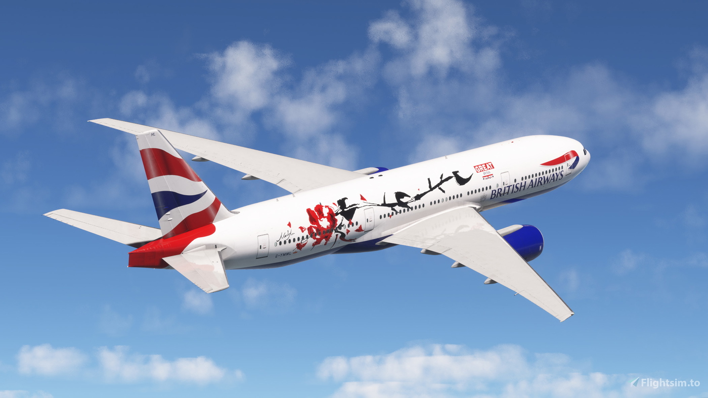 British Airways ("Festival of Creativity", G-YMML) - PMDG 777-200ER (RR ...