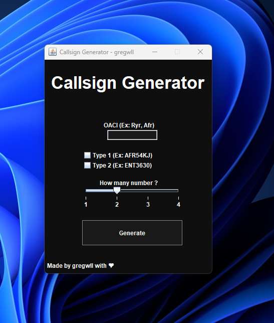 Callsign Generator for Microsoft Flight Simulator | MSFS