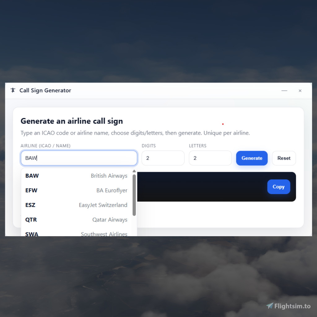 Callsign Generator for Microsoft Flight Simulator | MSFS